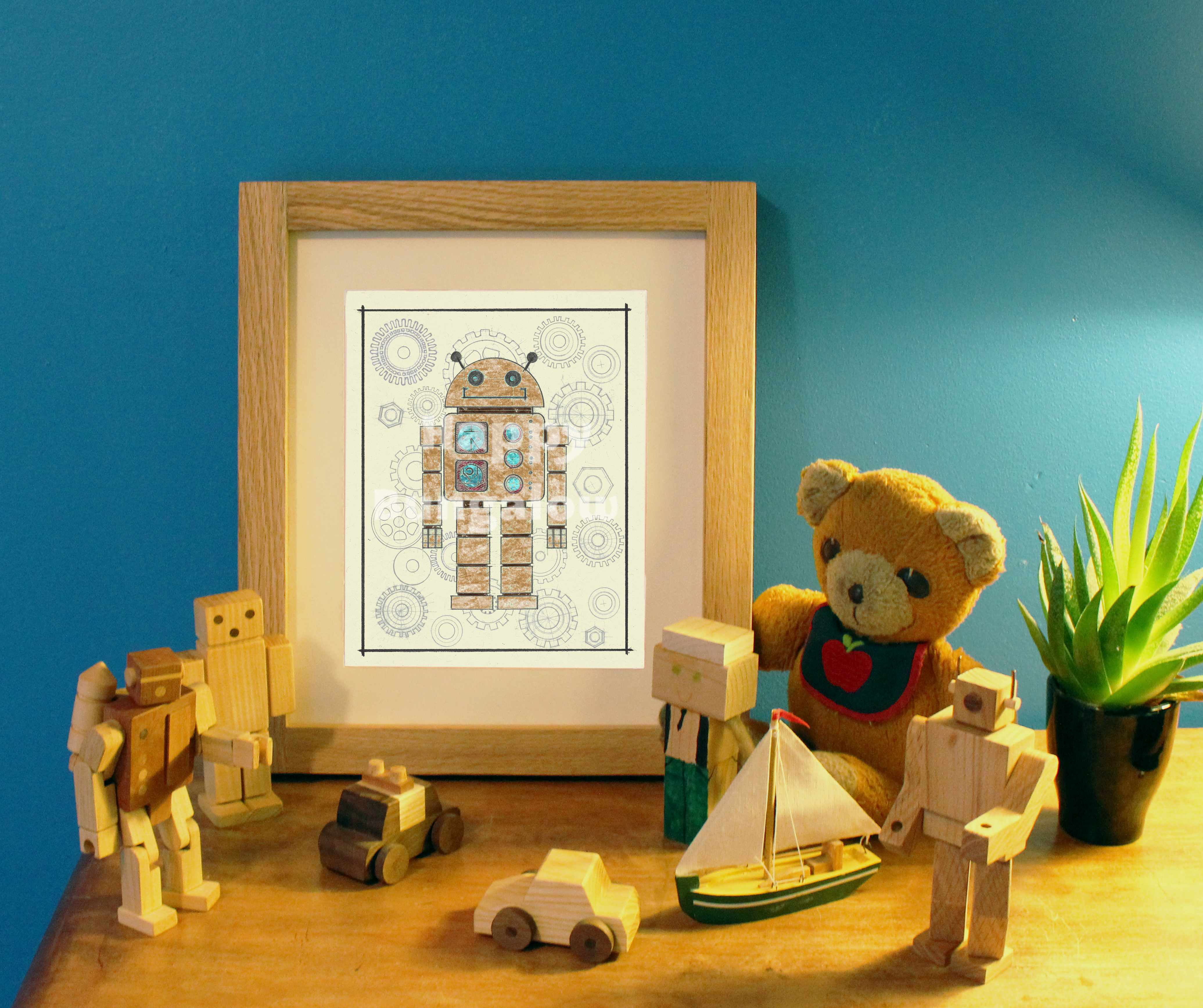 Boys Room Decor Robot Wall Art | Happy Bungalow